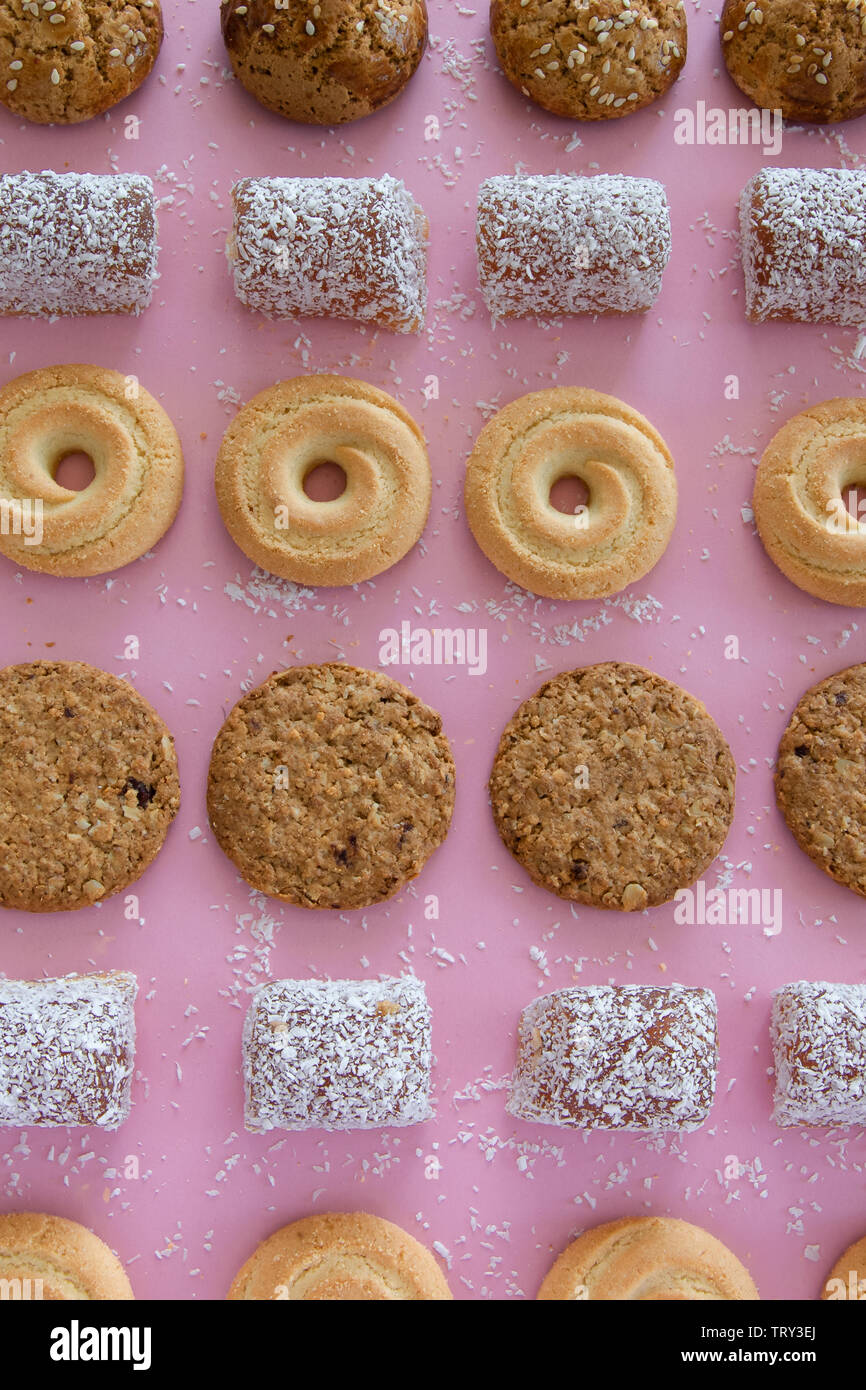 Mixed cookies background. Dough pastry themed. Still life food ...