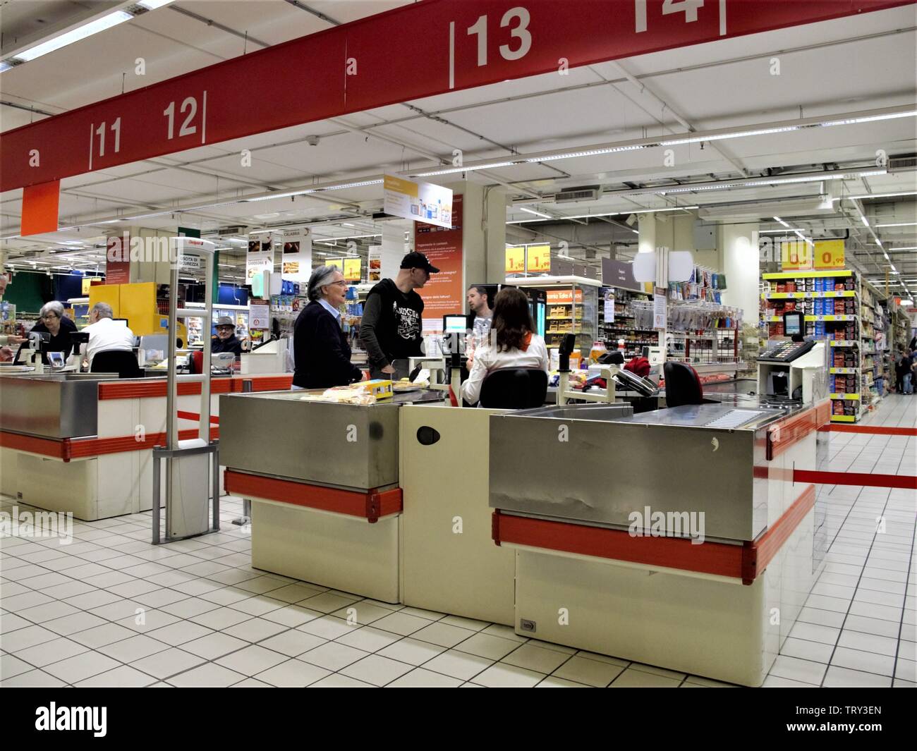 Auchan food store entrance in Leonardo shopping center in Rome Stock ...