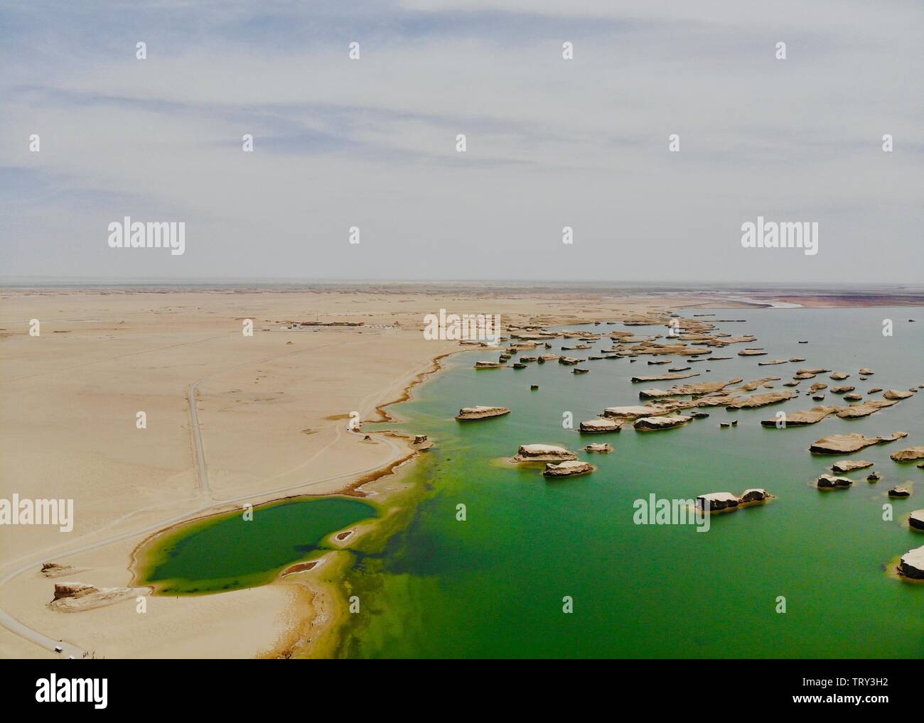 The midair view of Yardan National Geological Park, Gansu, China Stock ...