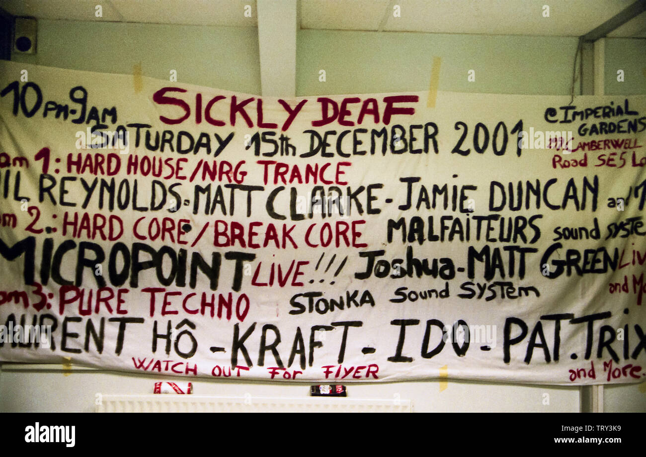 Artwork at Underground Sound, Illegal squat party in Acton, London ...