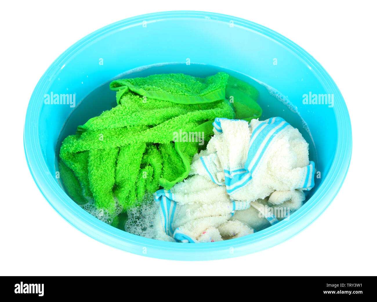 Soaking things in bowl isolated on white Stock Photo - Alamy
