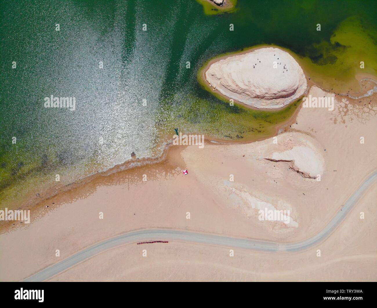 The midair view of Yardan National Geological Park, Gansu, China Stock ...