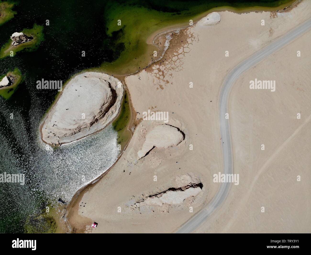 The midair view of Yardan National Geological Park, Gansu, China Stock ...