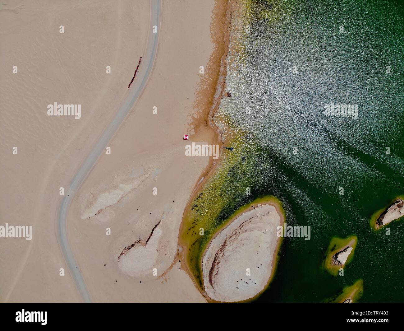 The midair view of Yardan National Geological Park, Gansu, China Stock ...
