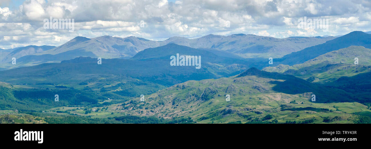 A panoramic view of the Lake district Fells, cumbria, North West ...
