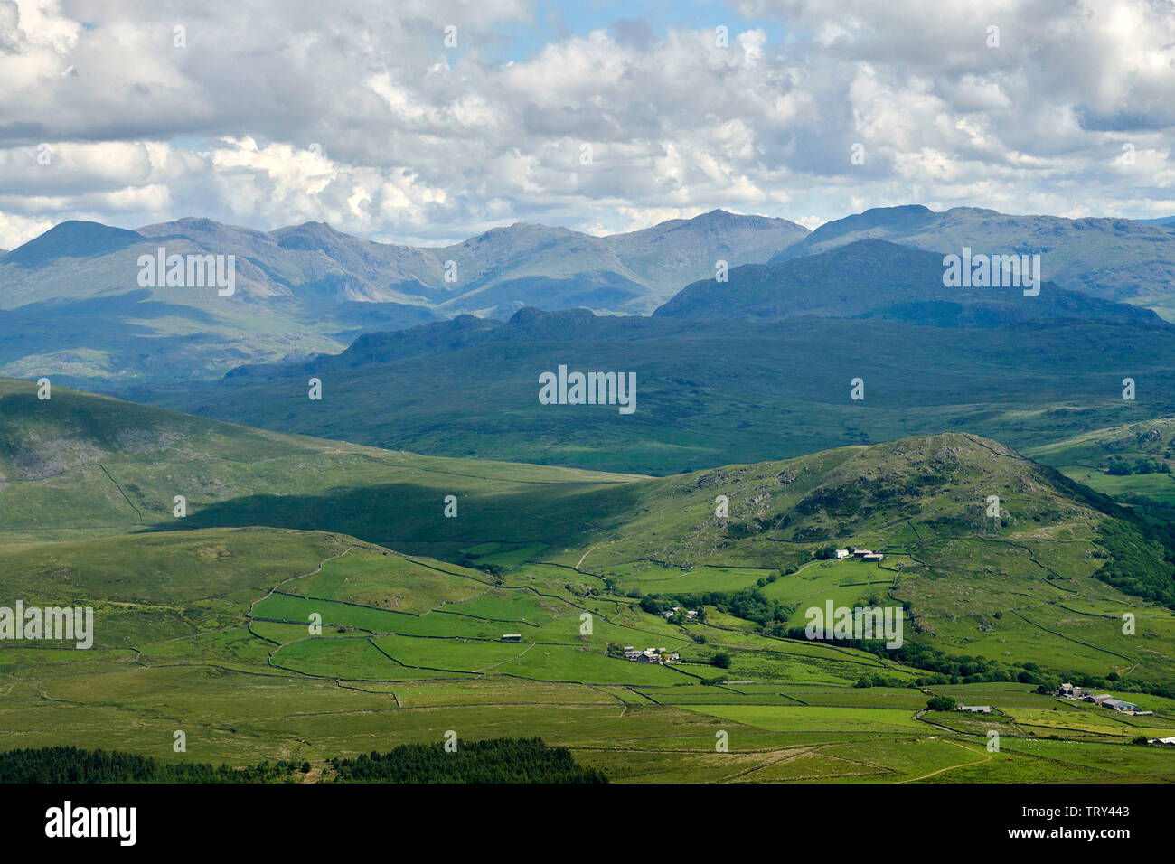 A panoramic view of the Lake district Fells, cumbria, North West ...