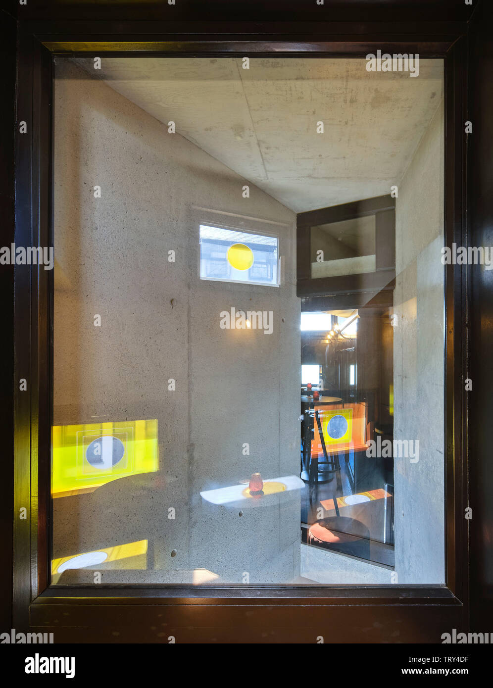 Abstract window view to bar interior. Pálás Cinema, Galway, Ireland ...