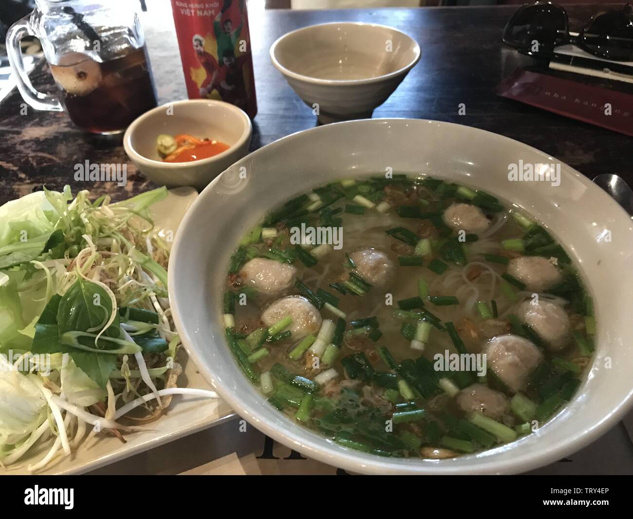 Meatball soup in the traditional vietnamese Restaurant Nha Hang Ngon in ...