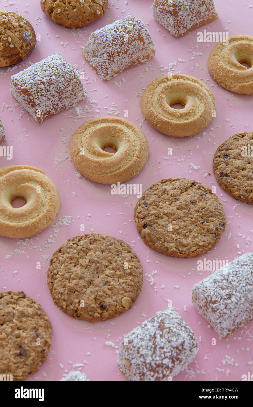 Mixed cookies background. Dough pastry themed. Still life food ...