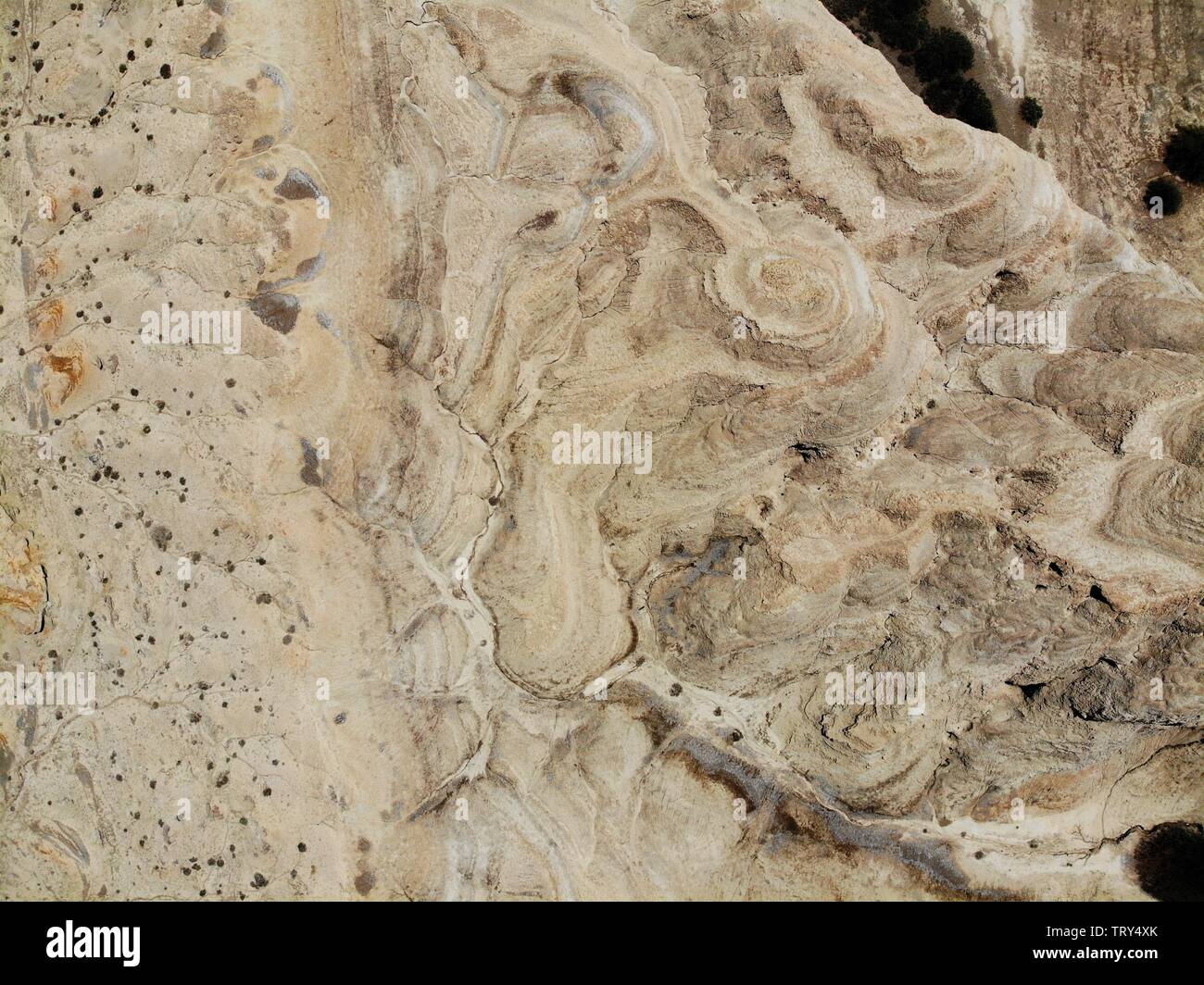 The midair view of the landscape in Delingha. Delingha is a city in ...