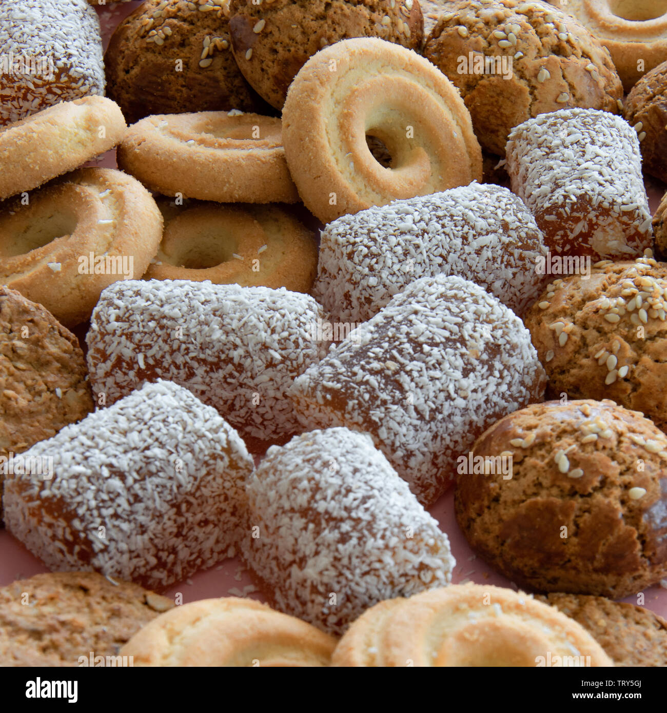 Mixed cookies background. Dough pastry themes Stock Photo - Alamy