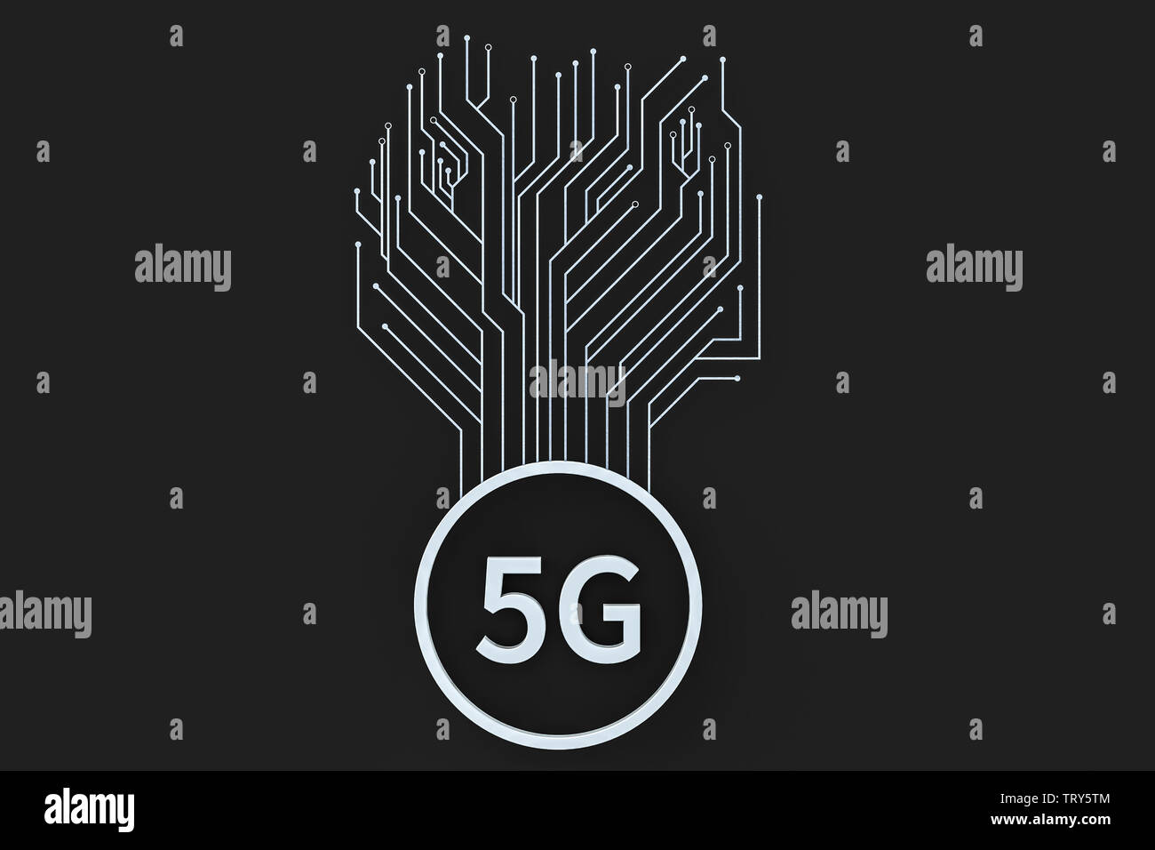 Three-dimensional rendering, 5G chip circuit, technology background ...