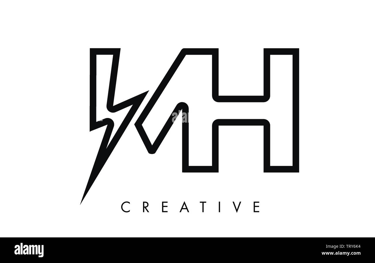 MH Letter Logo Design With Lighting Thunder Bolt. Electric Bolt Letter ...