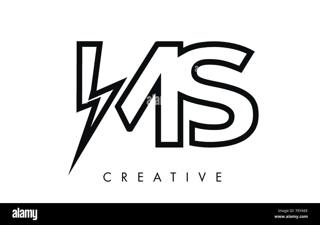 MS Letter Logo Design With Lighting Thunder Bolt. Electric Bolt Letter ...