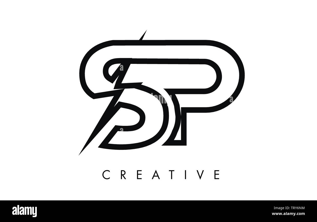 SP Letter Logo Design With Lighting Thunder Bolt. Electric Bolt Letter ...