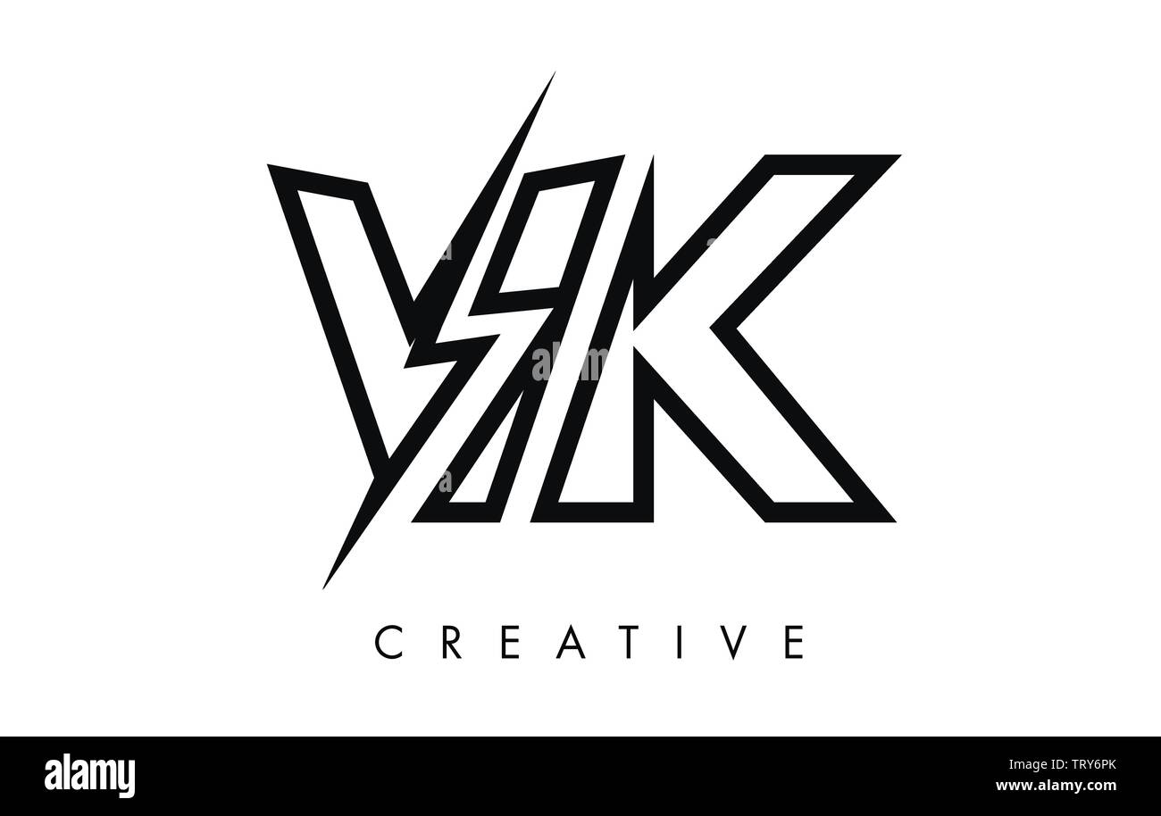 VK Letter Logo Design With Lighting Thunder Bolt. Electric Bolt Letter ...