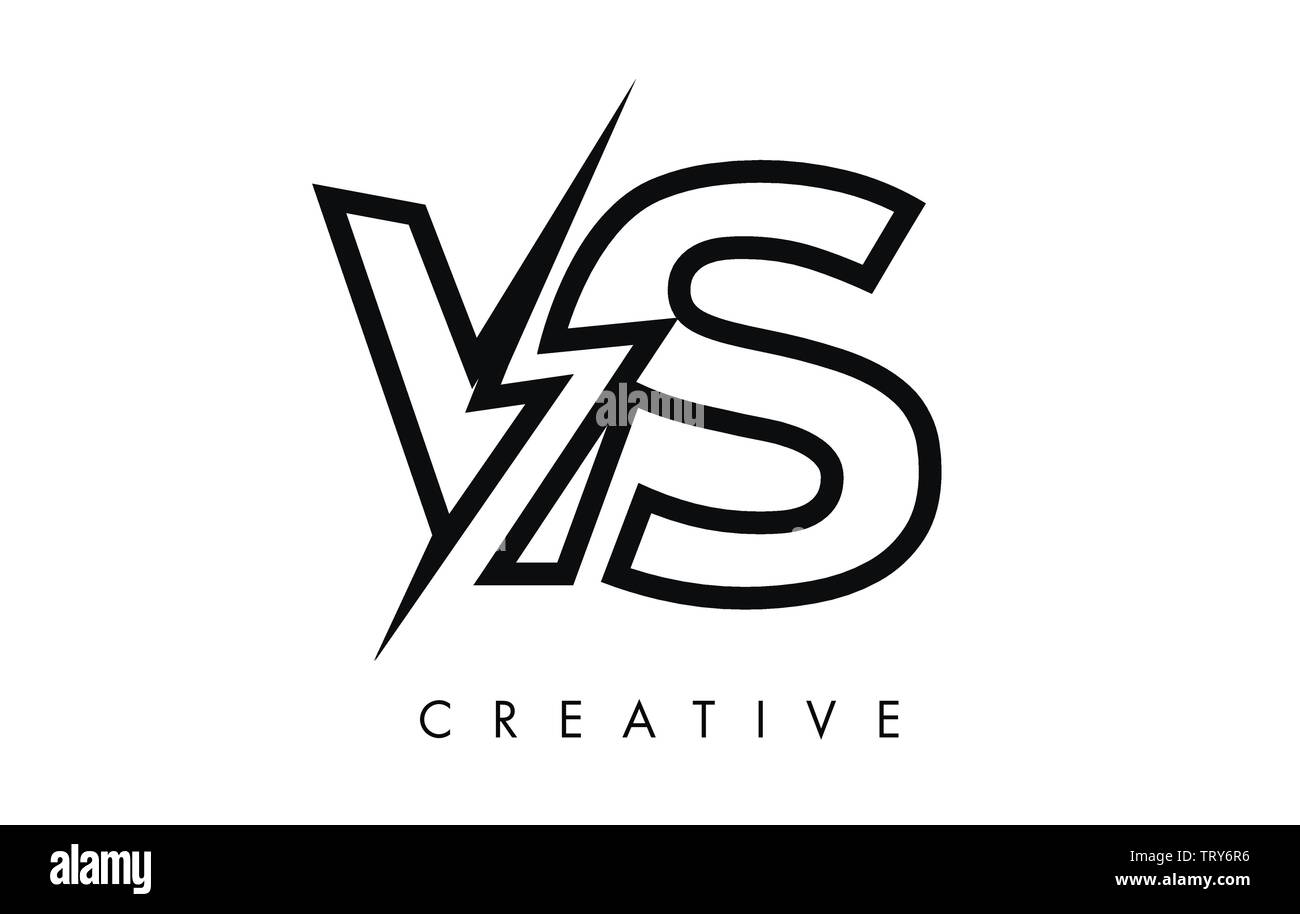 VS Letter Logo Design With Lighting Thunder Bolt. Electric Bolt Letter ...