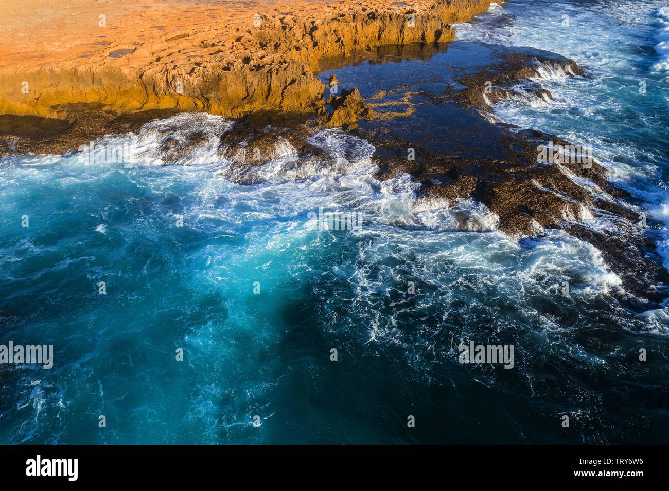 Aerial view of the Quobba coastline, Northwest Australia. April 2019 ...