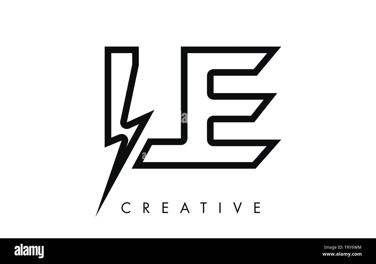 LE Letter Logo Design With Lighting Thunder Bolt. Electric Bolt Letter ...