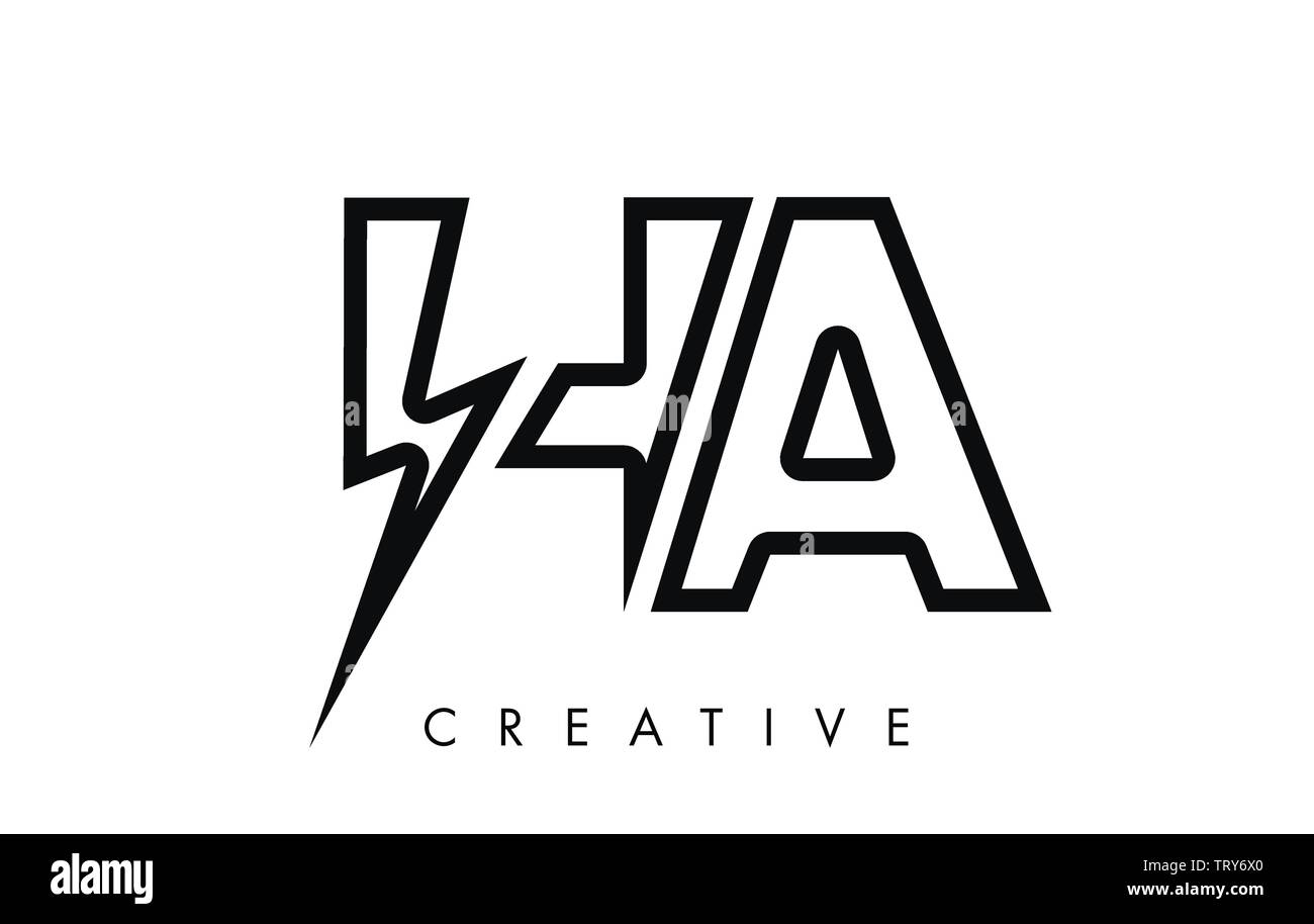 HA Letter Logo Design With Lighting Thunder Bolt. Electric Bolt Letter ...