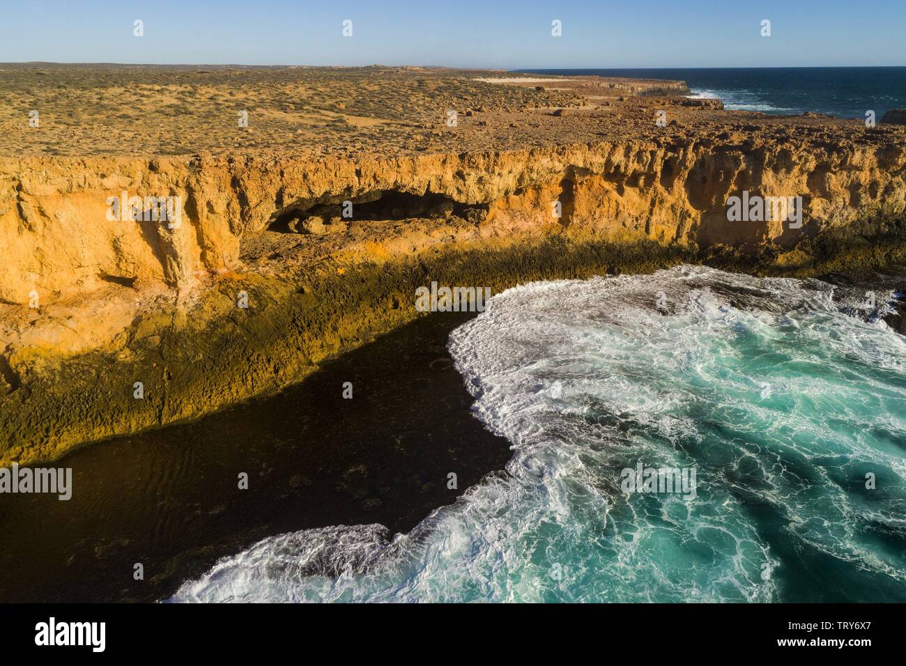 Aerial view of the Quobba coastline, Northwest Australia. April 2019 ...