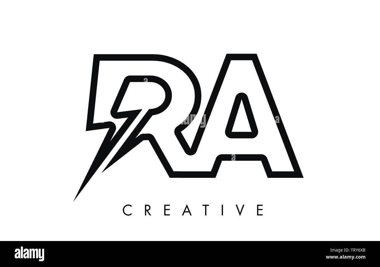 RA Letter Logo Design With Lighting Thunder Bolt. Electric Bolt Letter ...