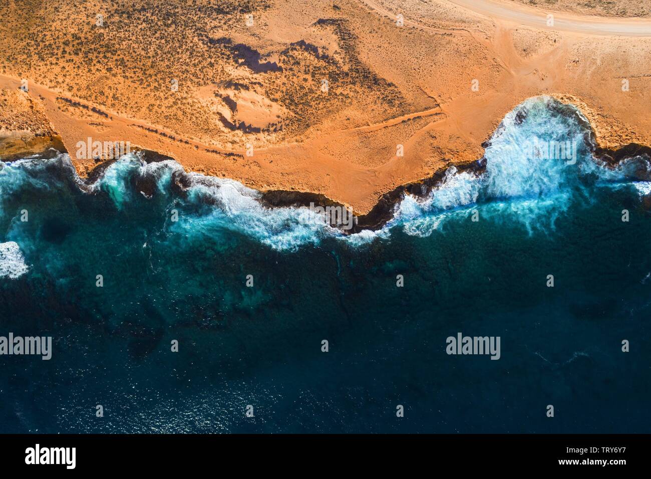 Aerial view of the Quobba coastline, Northwest Australia. April 2019 ...