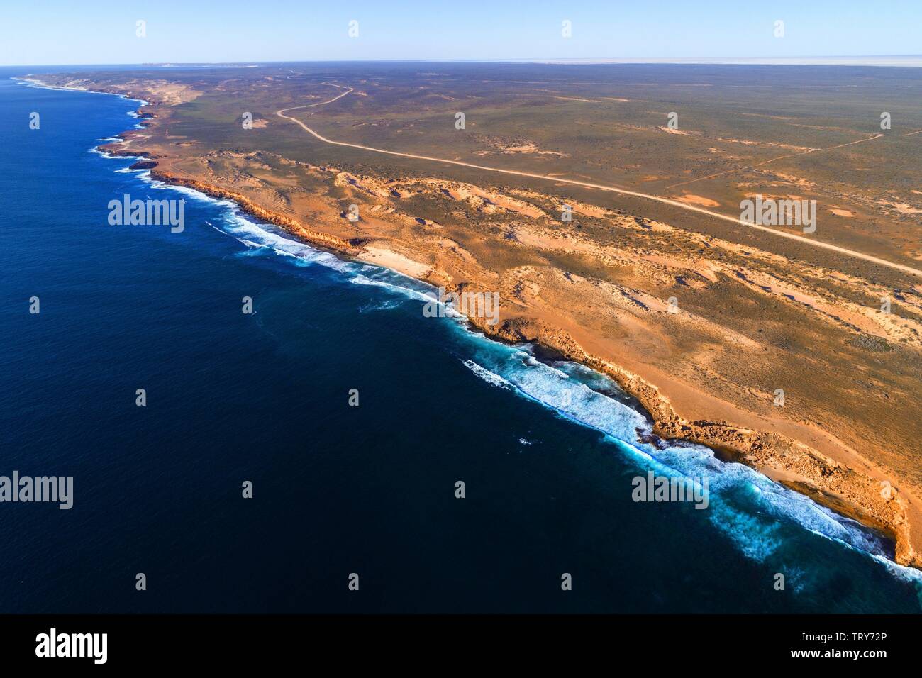 Aerial view of the Quobba coastline, Northwest Australia. April 2019 ...