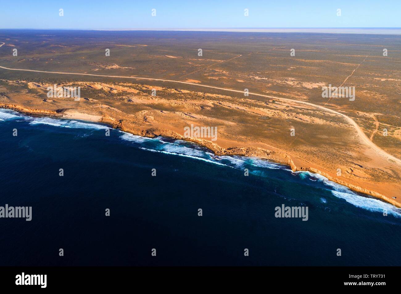 Aerial view of the Quobba coastline, Northwest Australia. April 2019 ...