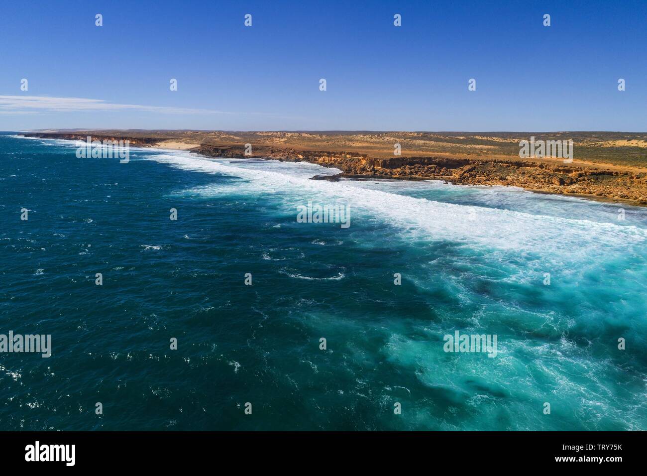 Aerial view of the Quobba coastline, Northwest Australia. April 2019 ...