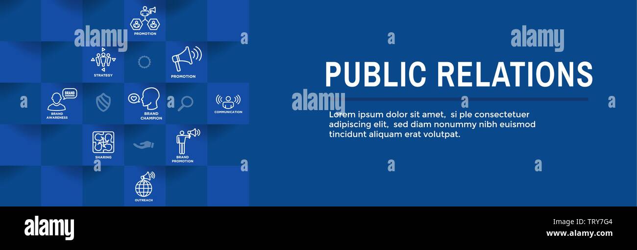 Public Relations Web Header Banner & Icon Set with brand awareness ...