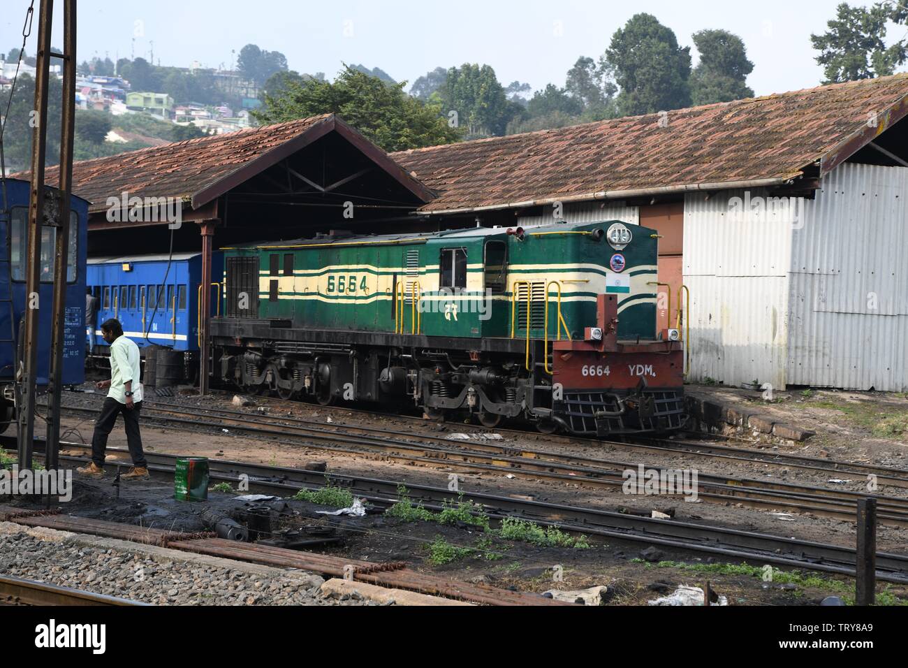 Nilgiri mountain railway. diesel locomotive at Coonoor Station, Tamil ...