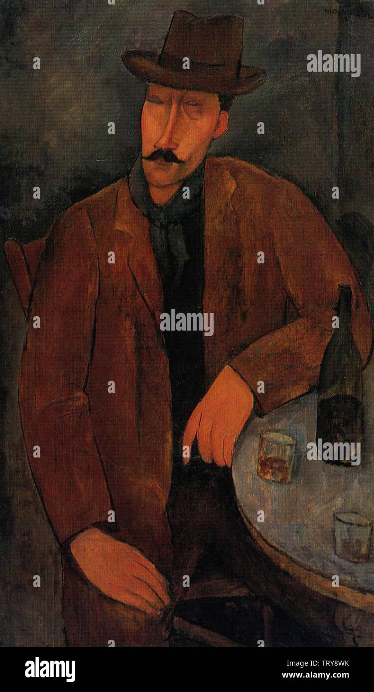 Amedeo Modigliani - Man With Glass Wine C 1918 Stock Photo - Alamy