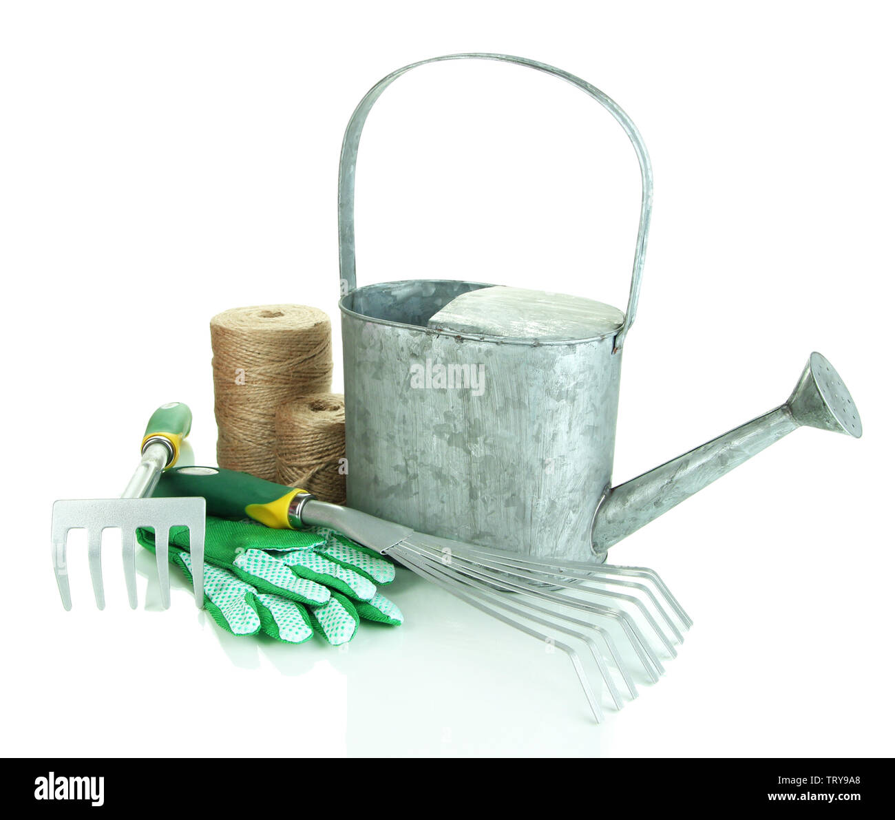 Gardening tools isolated on white Stock Photo - Alamy