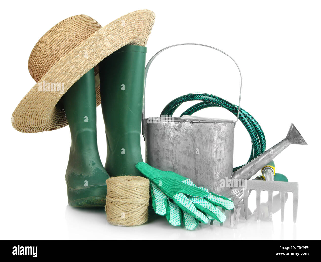 Gardening tools isolated on white Stock Photo - Alamy