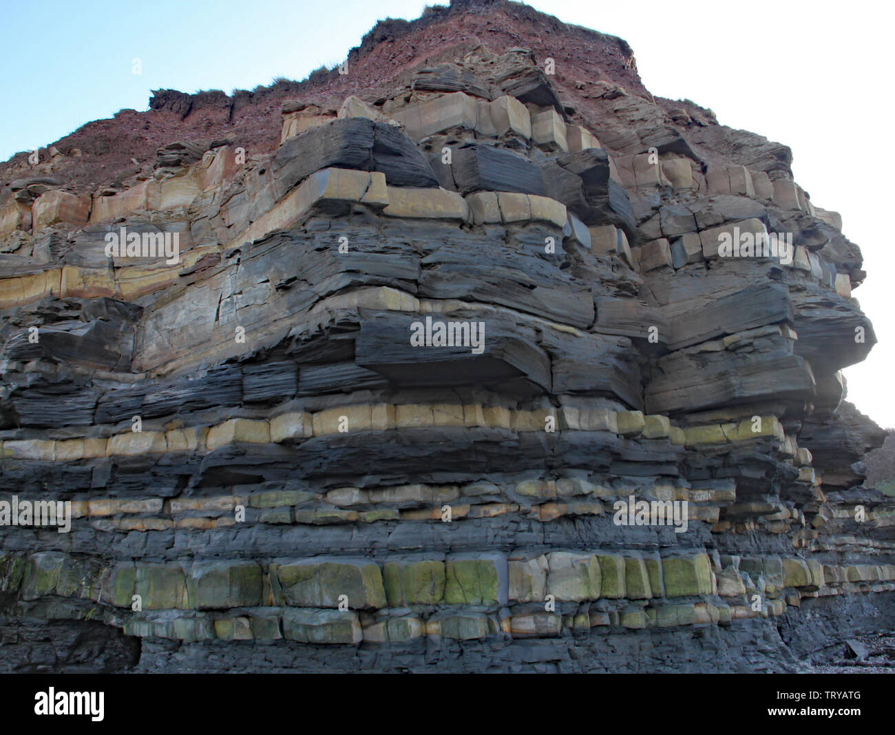 East Quantoxhead beach, Somerset. Limestone pavements from the Jurassic ...