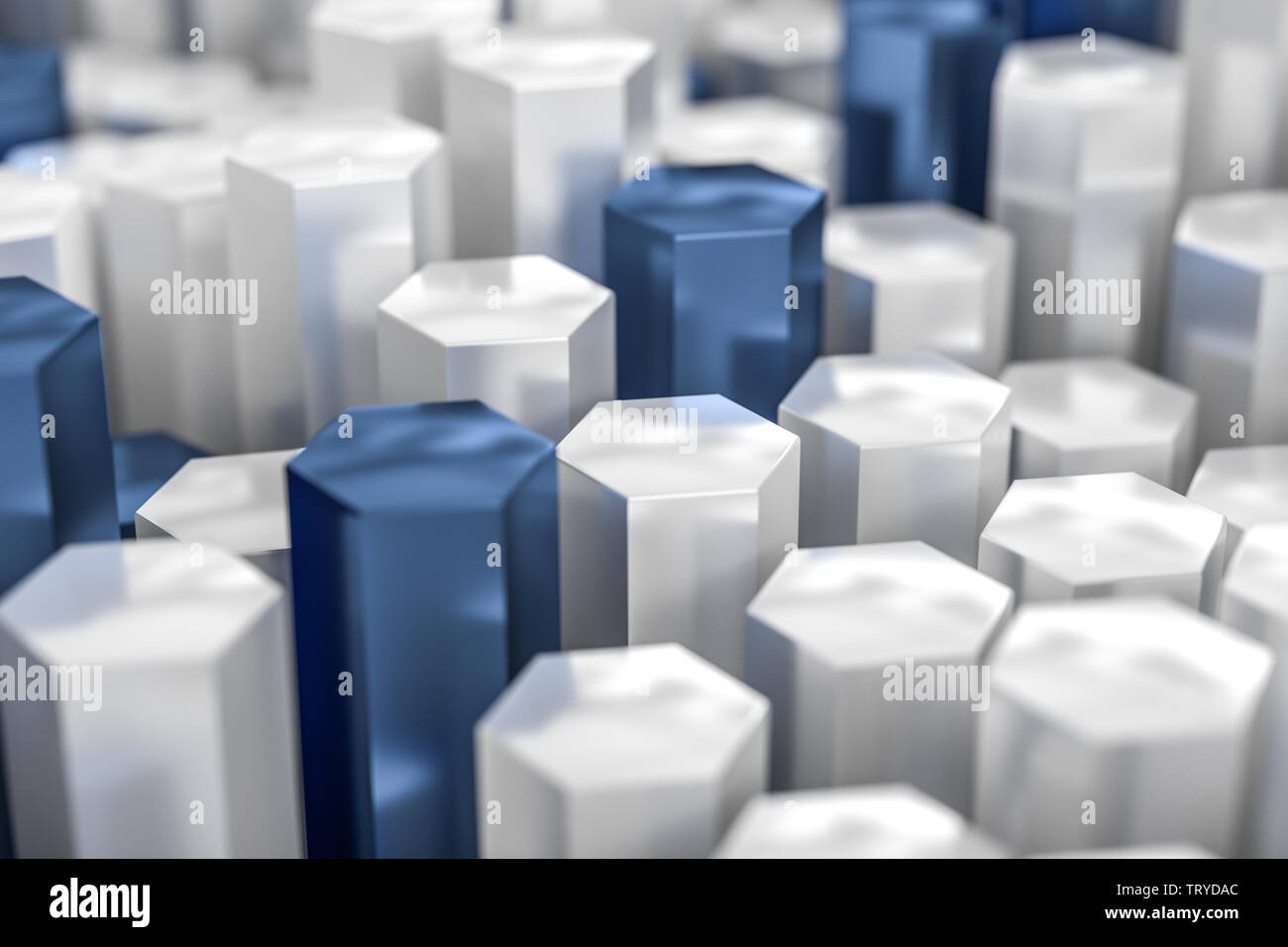 Hexagonal column dispersion, three-dimensional rendering Stock Photo ...