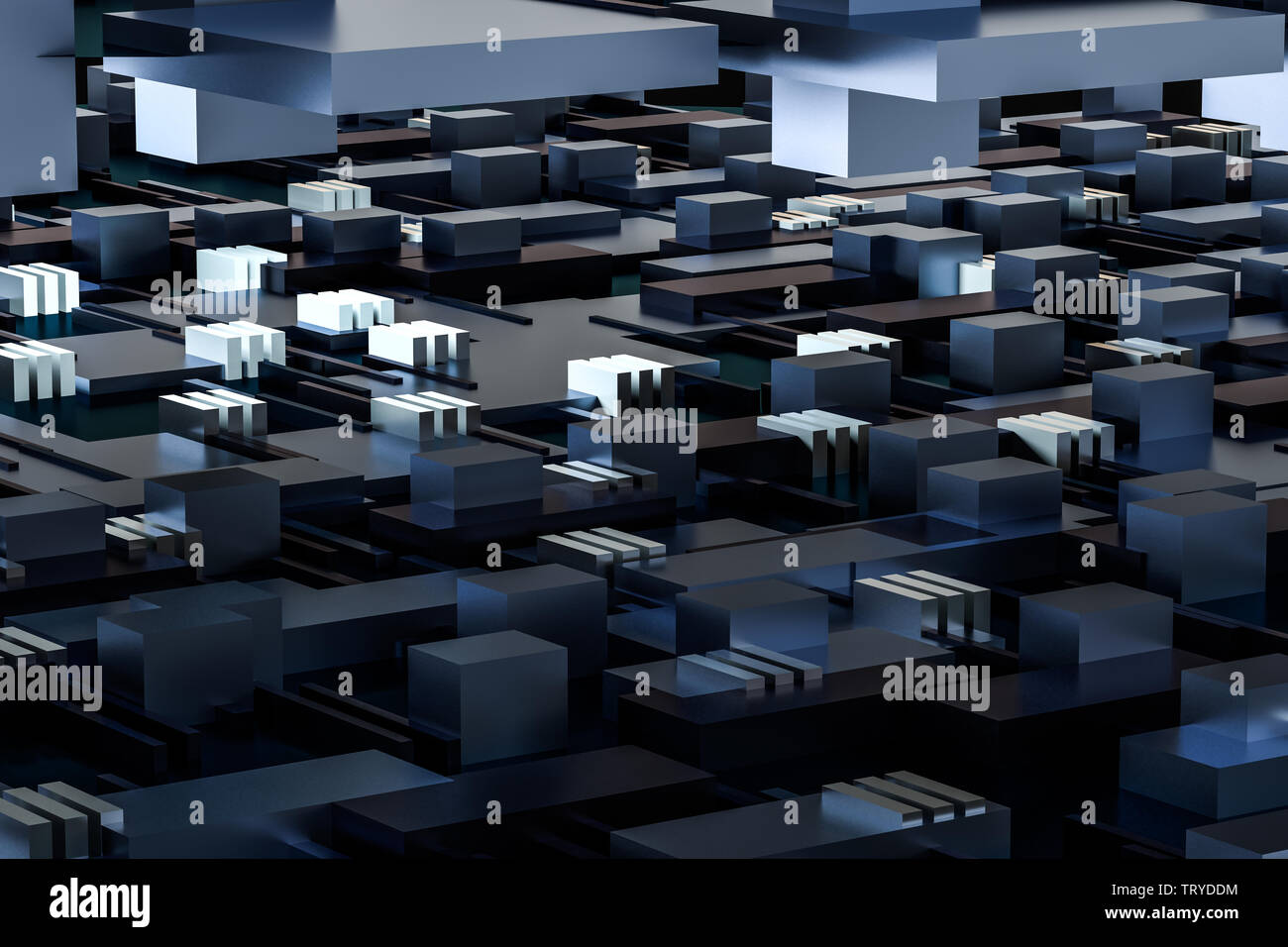 Three-dimensional rendering, technology sense square world Stock Photo ...