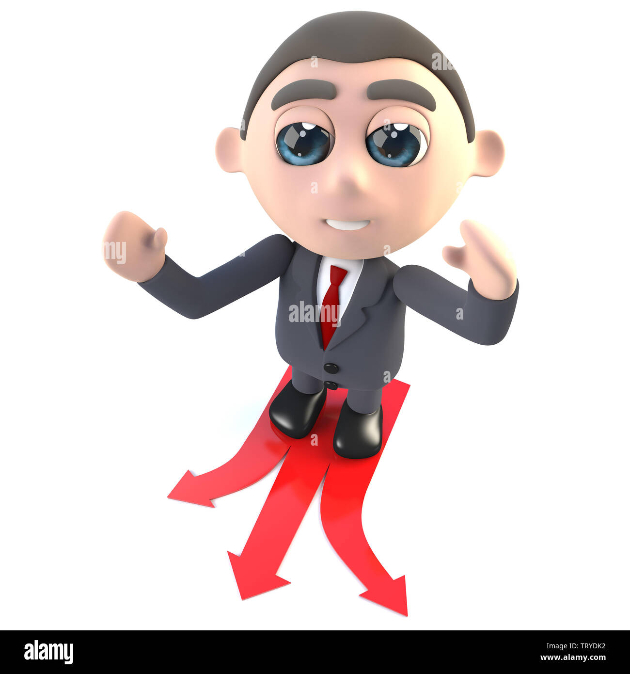 3d render of a funny cartoon executive businessman character choosing ...