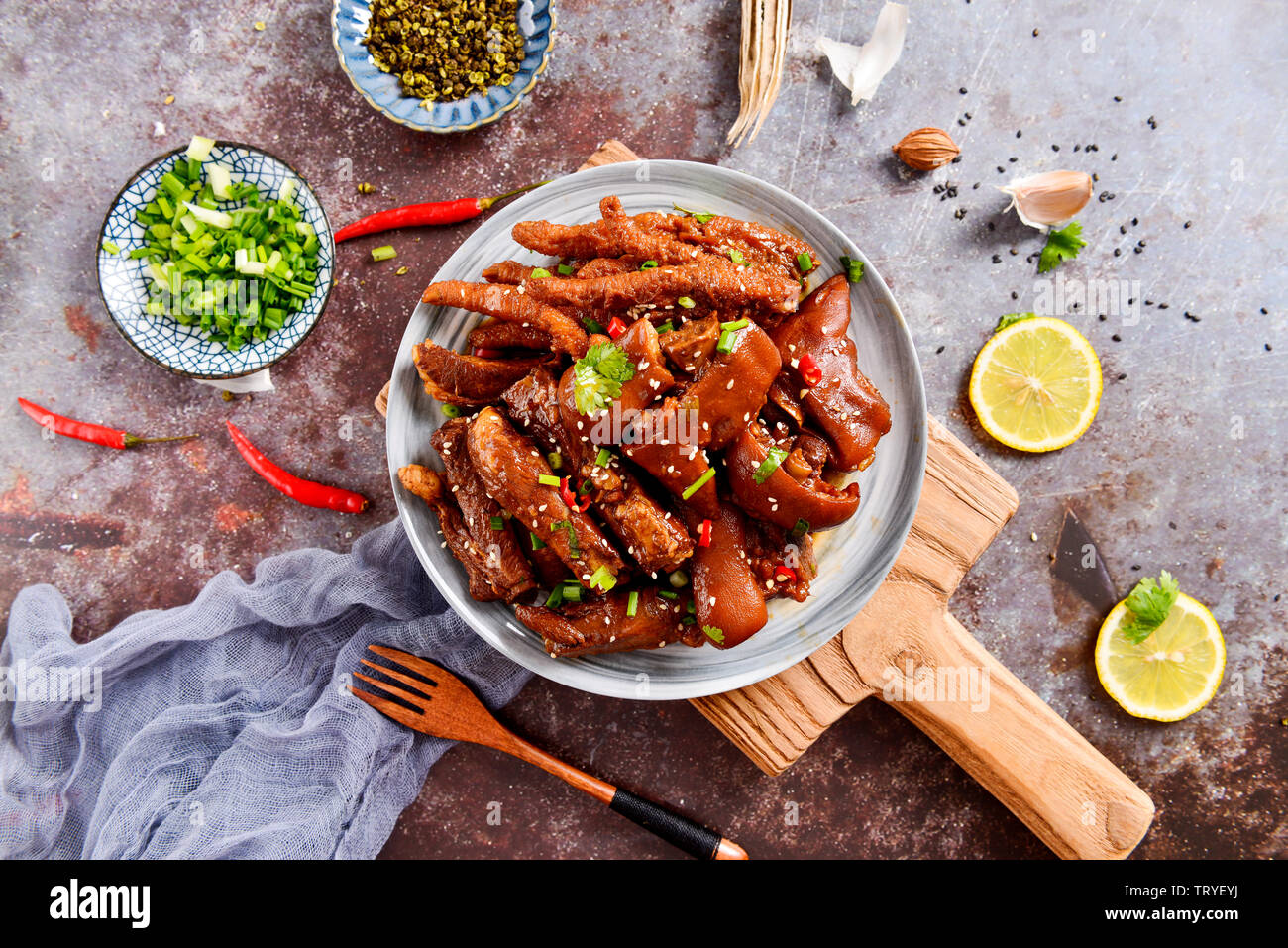 Spicy chicken claws Stock Photo - Alamy