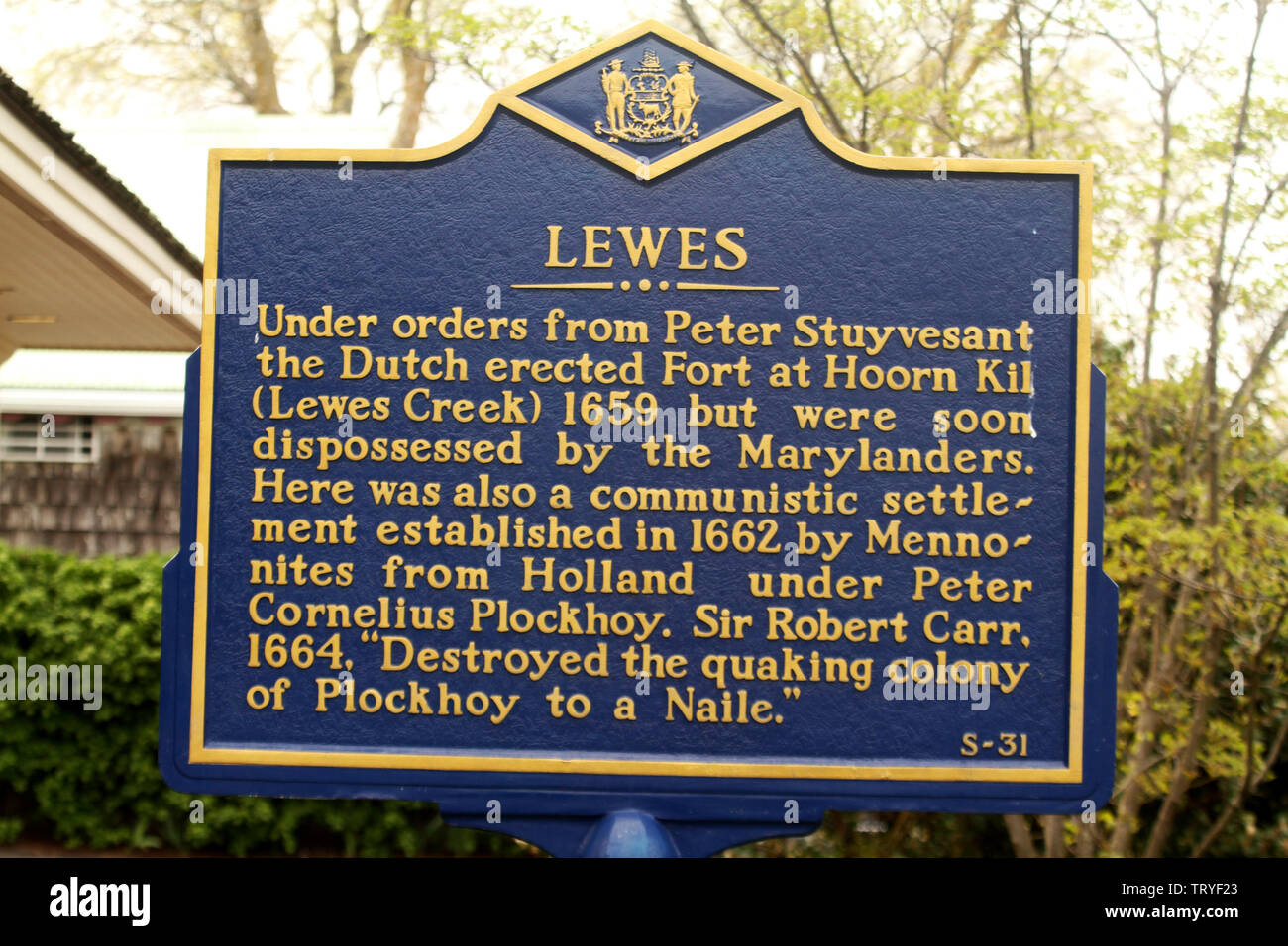 Historical marker in downtown Lewes, DE, USA Stock Photo - Alamy