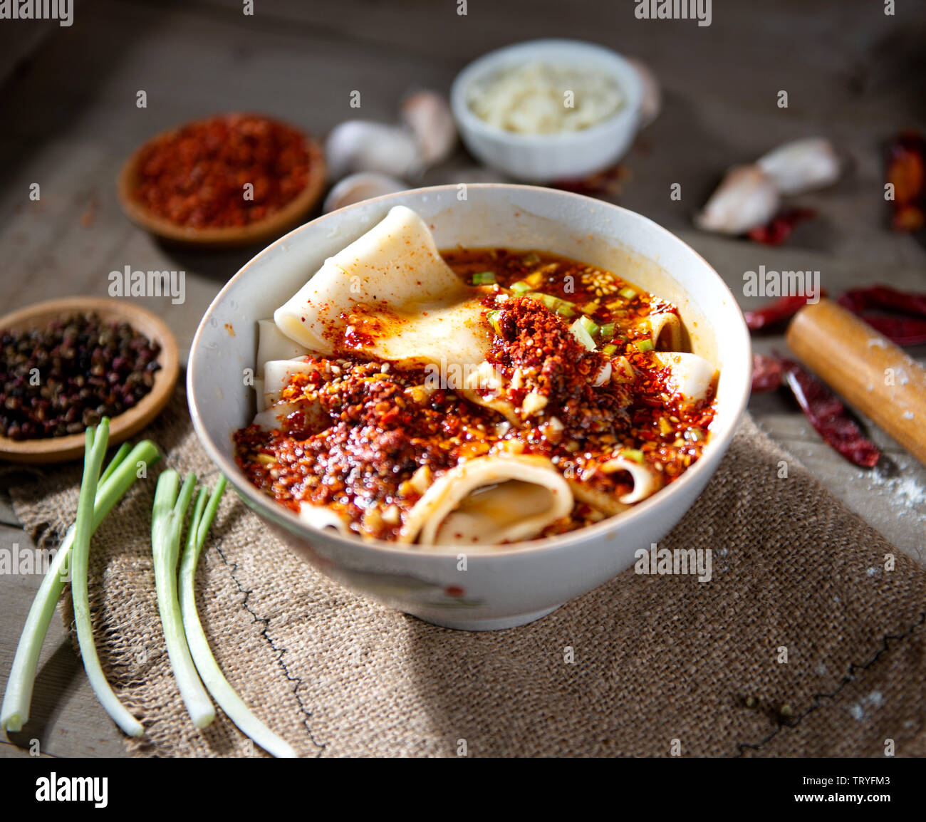 Shaanxi oil splash noodles Stock Photo - Alamy