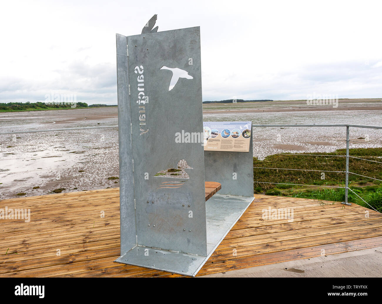 The Viewpoint with Decking and a Seat at a Bird Sanctuary at Budle Bay ...