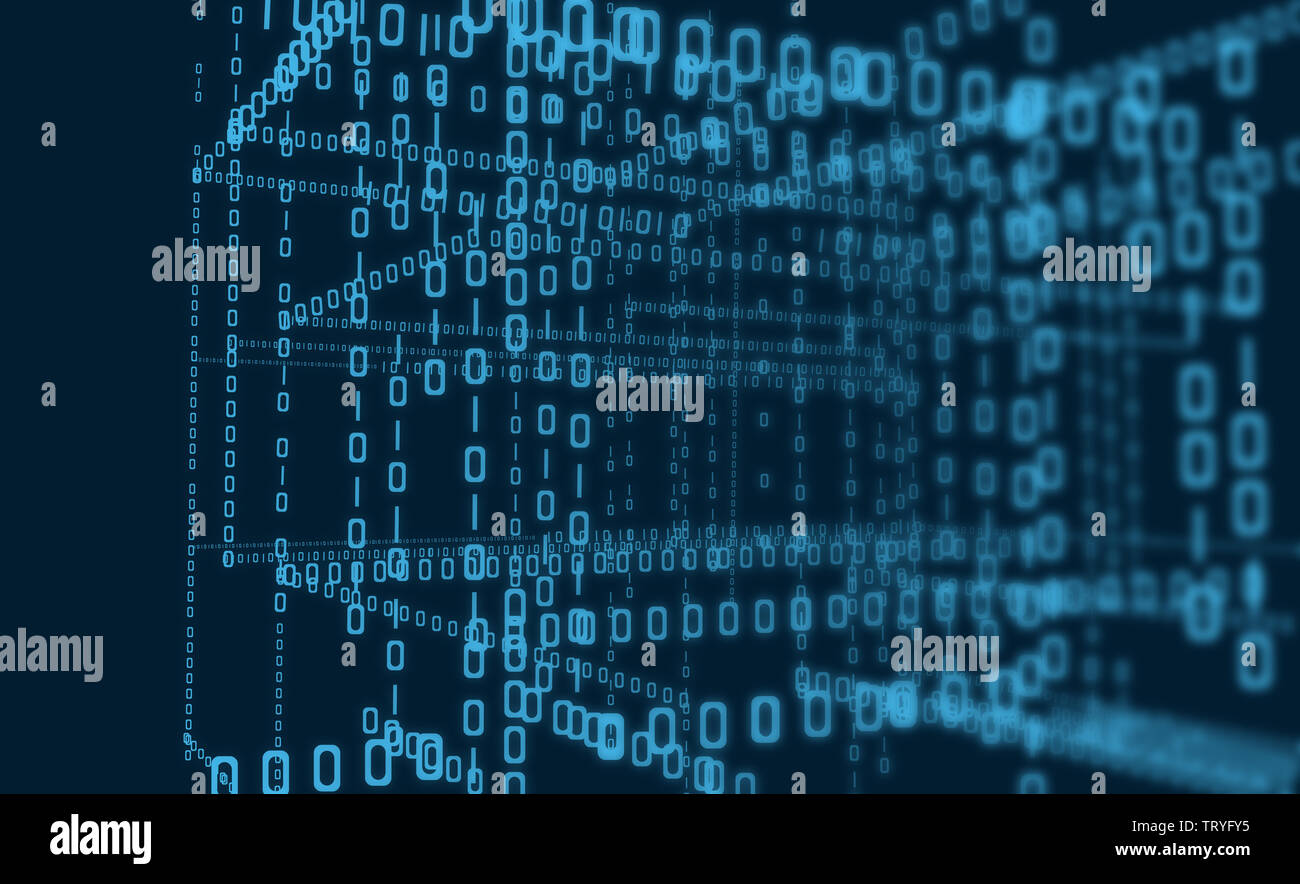 Digital matrix background of binary code, data flow in the digital age, binary code network ...
