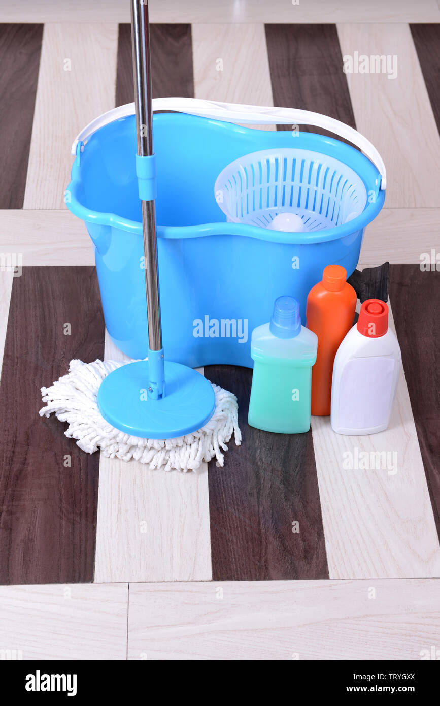 House cleaning with mop Stock Photo - Alamy