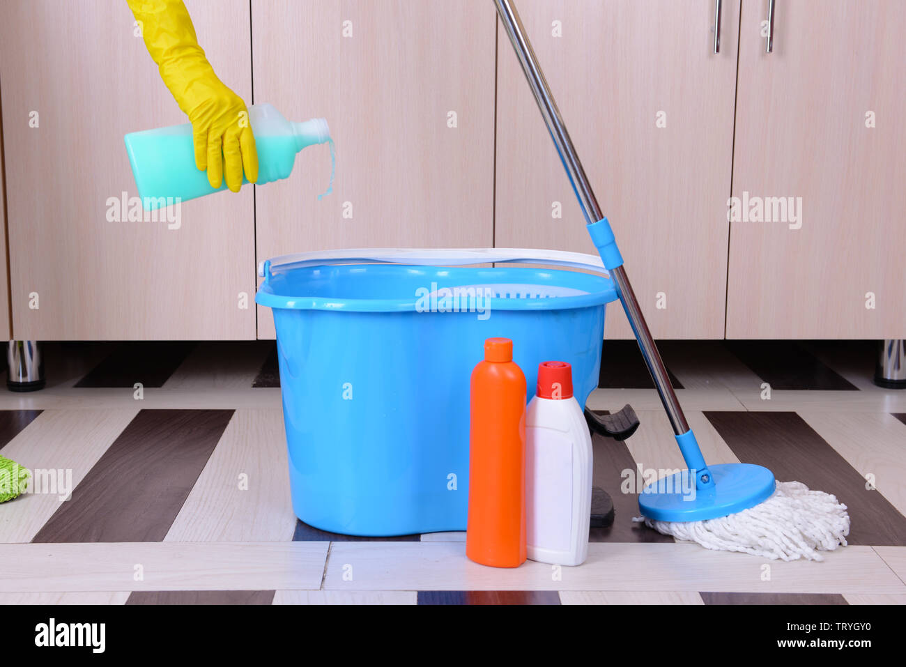 House cleaning with mop Stock Photo - Alamy