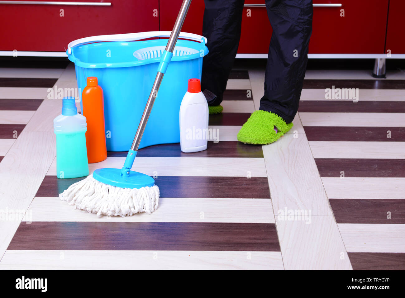 House cleaning with mop Stock Photo - Alamy