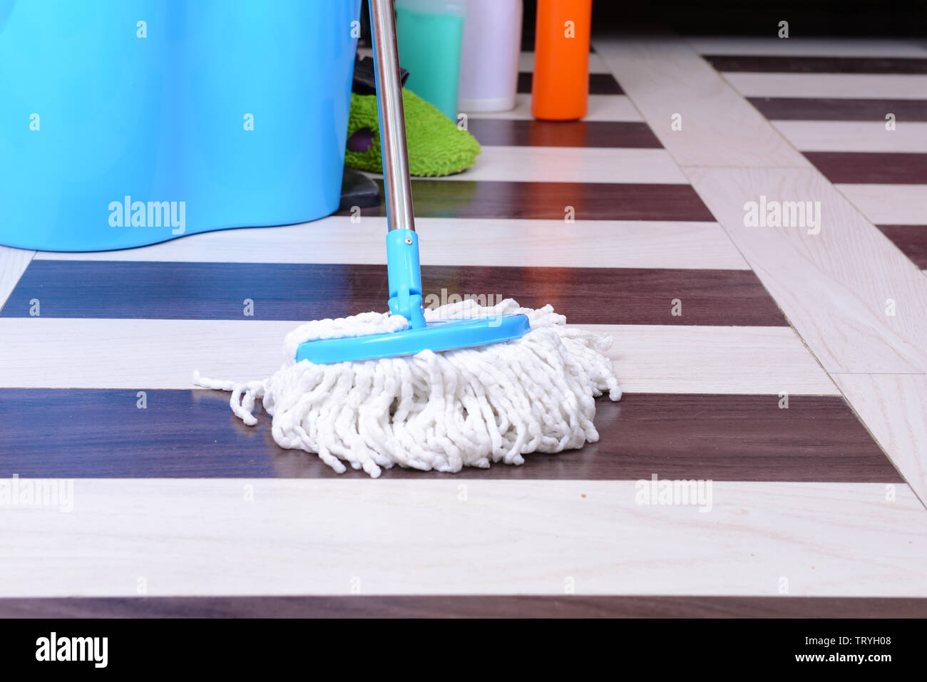 House cleaning with mop Stock Photo - Alamy