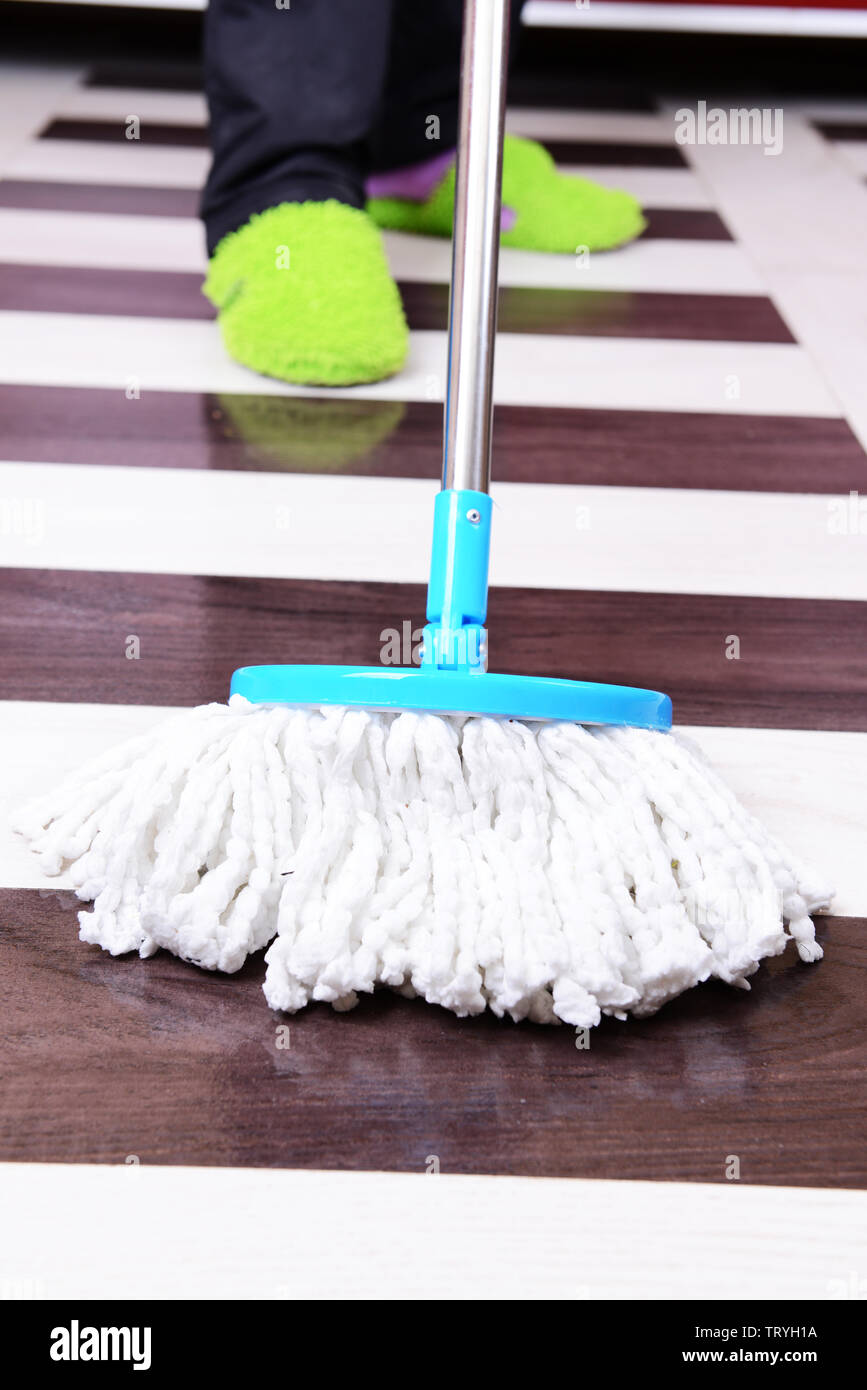 House cleaning with mop Stock Photo - Alamy