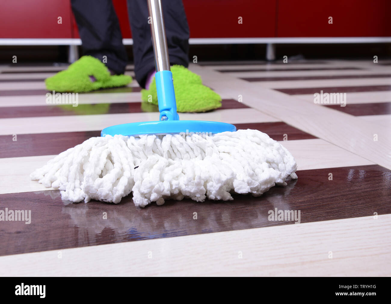 House cleaning with mop Stock Photo - Alamy